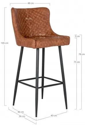 Barová židle DALLAS PU vintage hnědá, černá podnož House Nordic 1001244