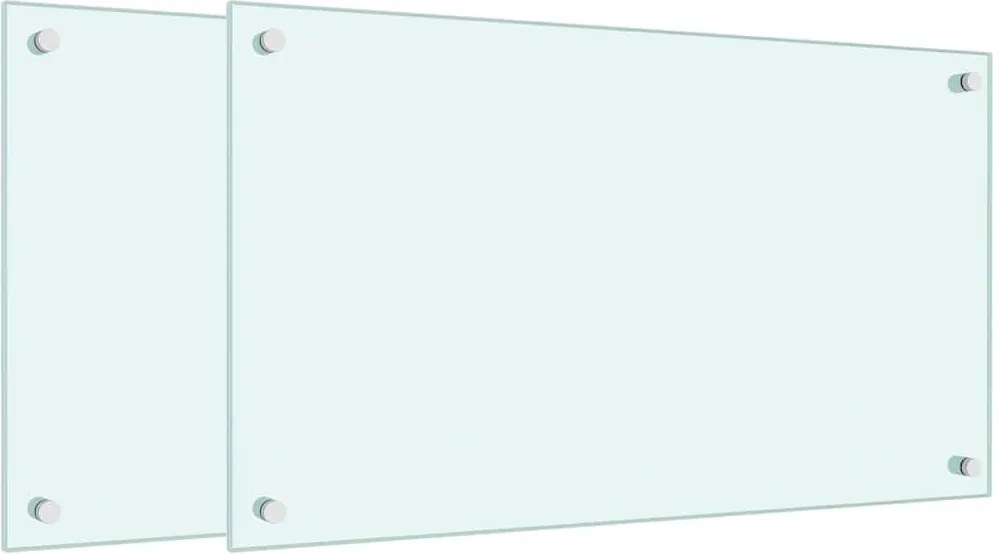 Kuchyňské panely 2 ks bílé 70 x 40 cm tvrzené sklo 3315783