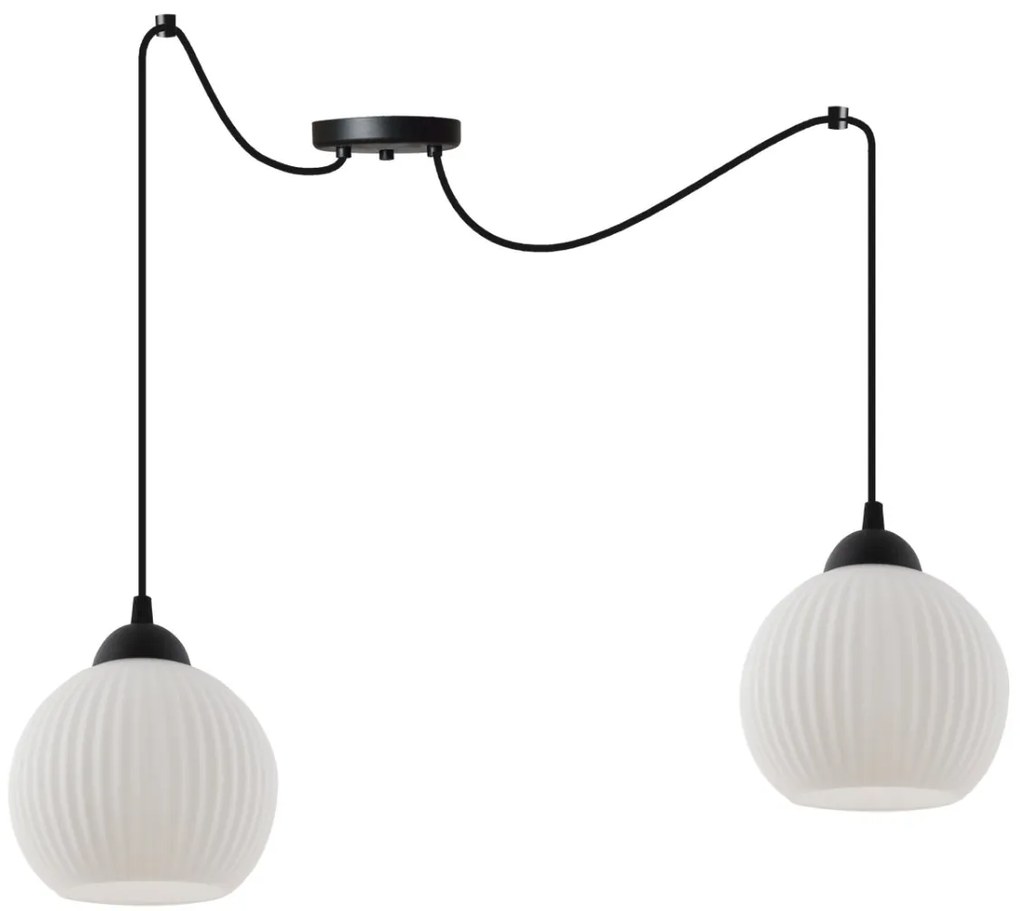 Závěsné svítidlo Riffle Round Spider, 2x bílé skleněné stínítko, b