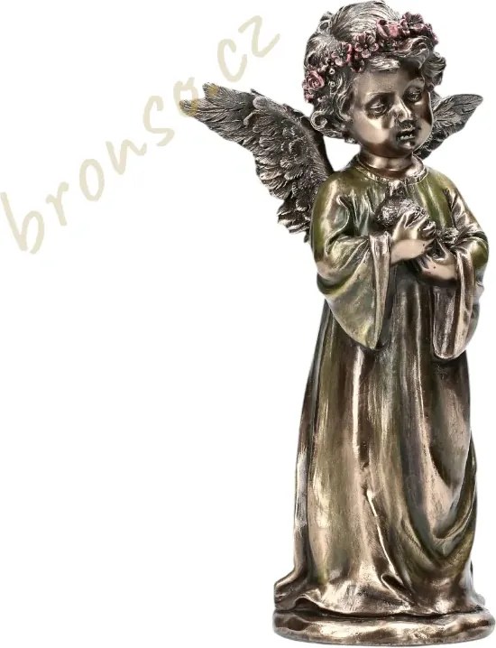 Andělská dívka s holubicí – bronzovaná figurka Veronese WU75411A4