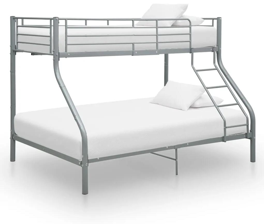287904 vidaXL Rám poschoďové postele šedý kov 140 x 200 / 90 x 200 cm