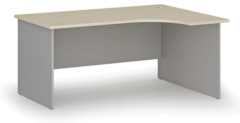 Rohový kancelářský psací stůl PRIMO GRAY, 160x120 cm, pravý, šedá/bříza