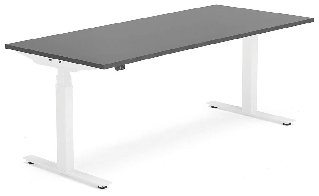 AJ Produkty Výškově nastavitelný stůl MODULUS, 1800x800 mm, bílý rám, černá