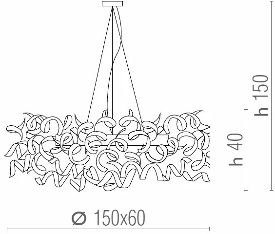 Metal Lux 206.540.03 Astro Black, designové závěsné svítidlo v průměru 150cm, 12x40W, černé sklo, chrom