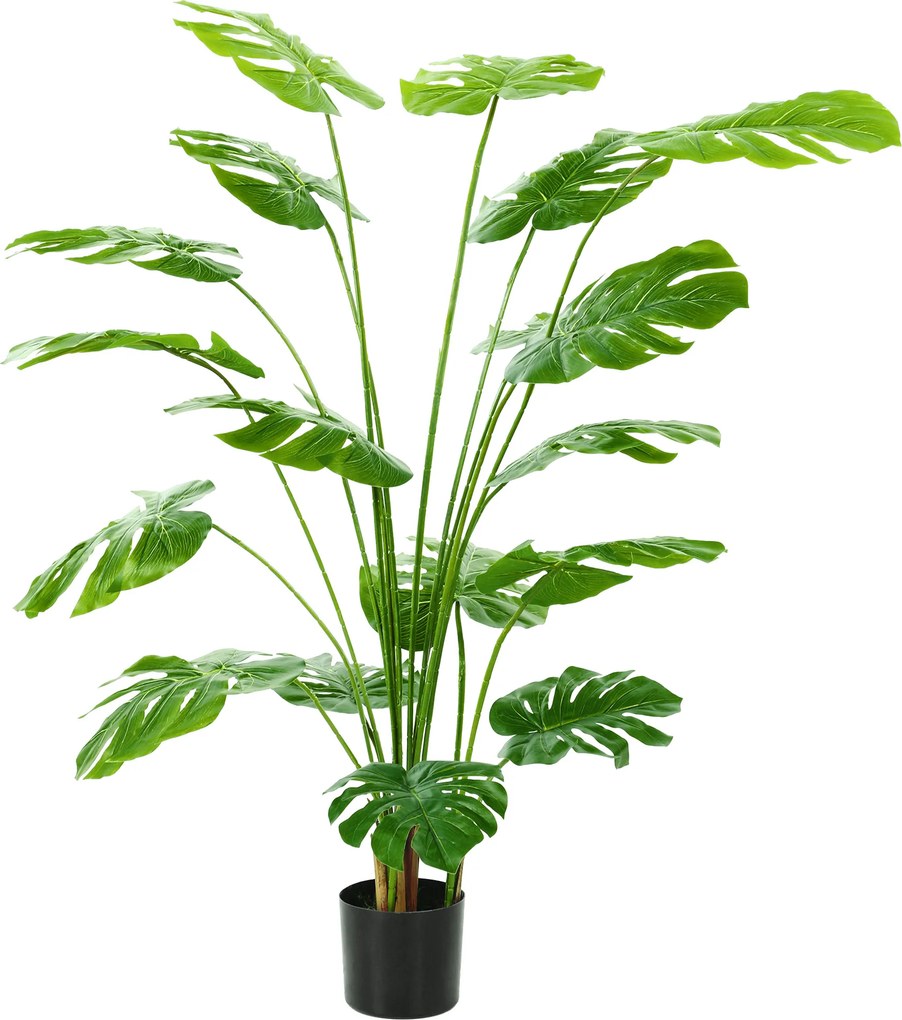HOMCOM umělá rostlina, umělý strom Monstera Deliciosa s květináčem včetně výšky 150 cm pro vnitřní prostory, zelená
