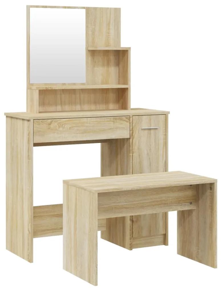 vidaXL Toaletní stolek sada dub sonoma 86,5 x 35 x 136 cm