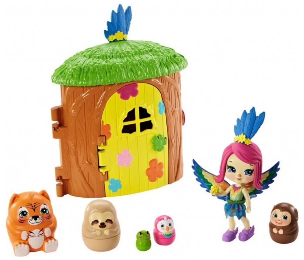 Enchantimals tajné útočiště nejlepších přátel, peeki parrot tree hut, mattel gtm49