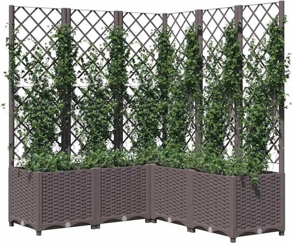 Zahradní truhlík s treláží hnědý 120 x 120 x 136 cm PP 318267