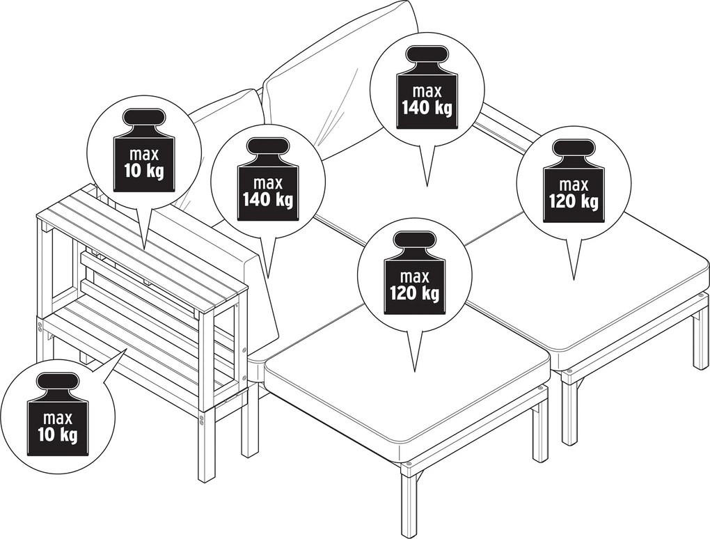 Tchibo - Zahradní pohovka se samostatně výsuvnými podnožkami - barva: šedá