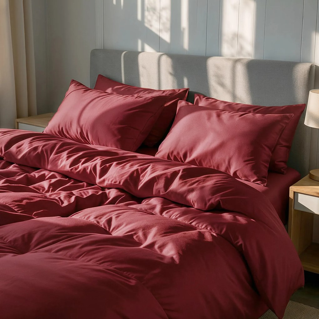 Saténové prodloužené povlečení Red Velvet - GOTS Velikost: 140 x 220 + 70 x 90