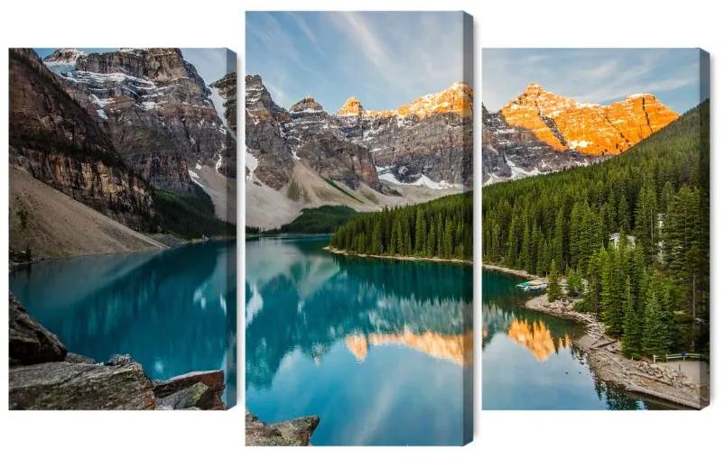 Vícedílný obraz Kanadské Jezero Moraine Lake 3D Nedostatek Nedostatek Přírodní plátno 180x120