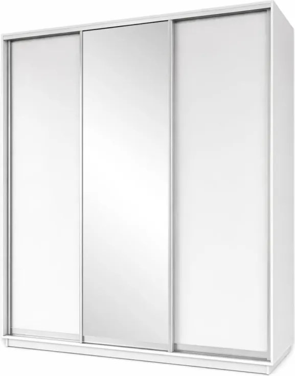 Skříň s posuvnými dveřmi 2700x2400x600 2LTD 1 zrcadlo nymphaea alba, profil stříbrný