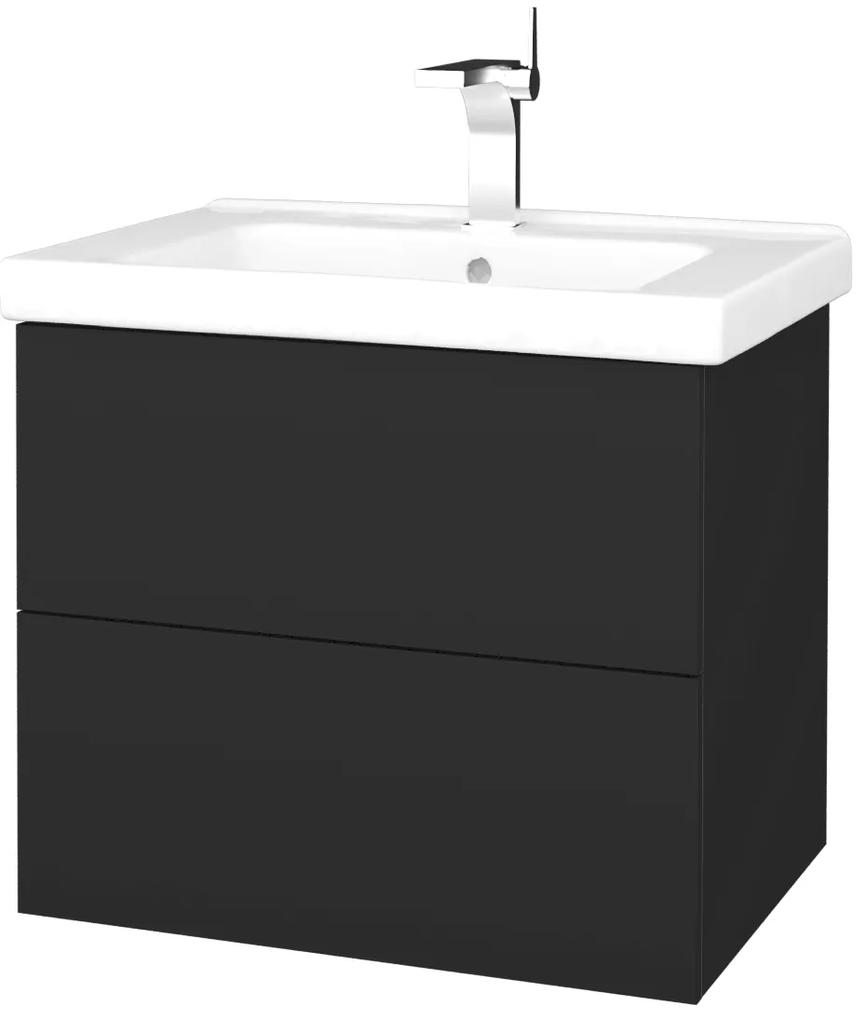 Dřevojas Koupelnová skříň VARIANTE SZZ2 65 (umyvadlo Harmonia) Varianta: N01 Bílá lesk / D16 Beton tmavý