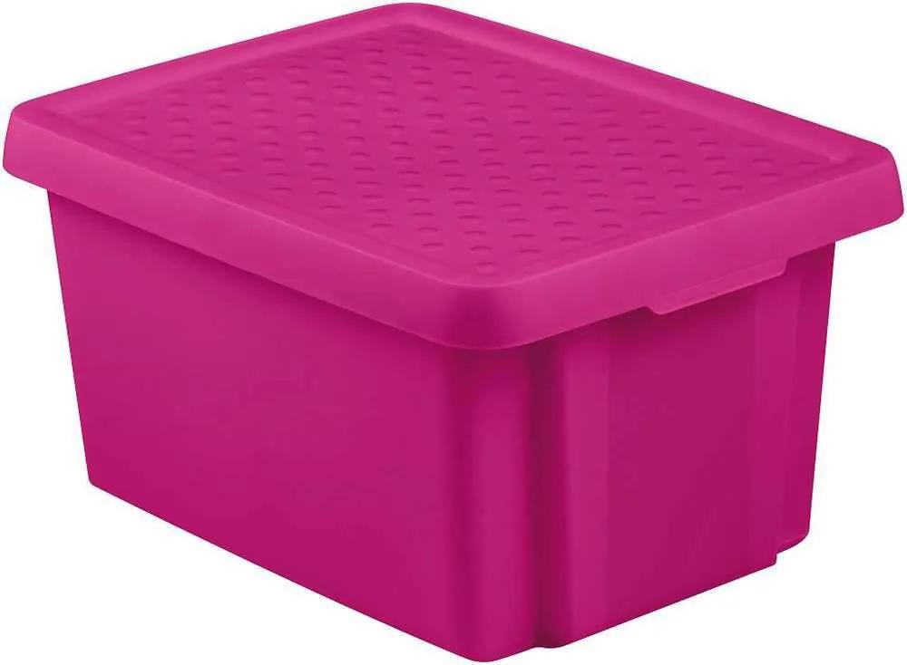 Plastová úložná krabice s víkem 16 l, fialová | BIANO