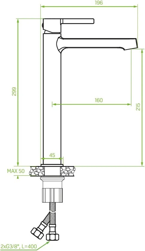Laveo Alita, vysoká umyvadlová baterie h-299, černá matná, LAV-BVA_72ND