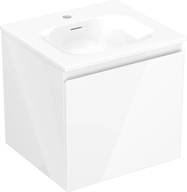 Mexen Orio, koupelnová skříňka 50 cm s umyvadlem Vela, 1 zásuvka, bílá lesklá, 91A10-05047-1-BF00-W23M00
