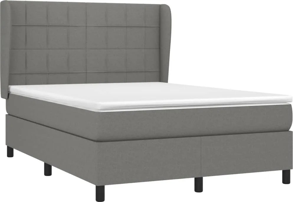 Box spring postel s matrací tmavě šedá 140x200 cm textil 3127966