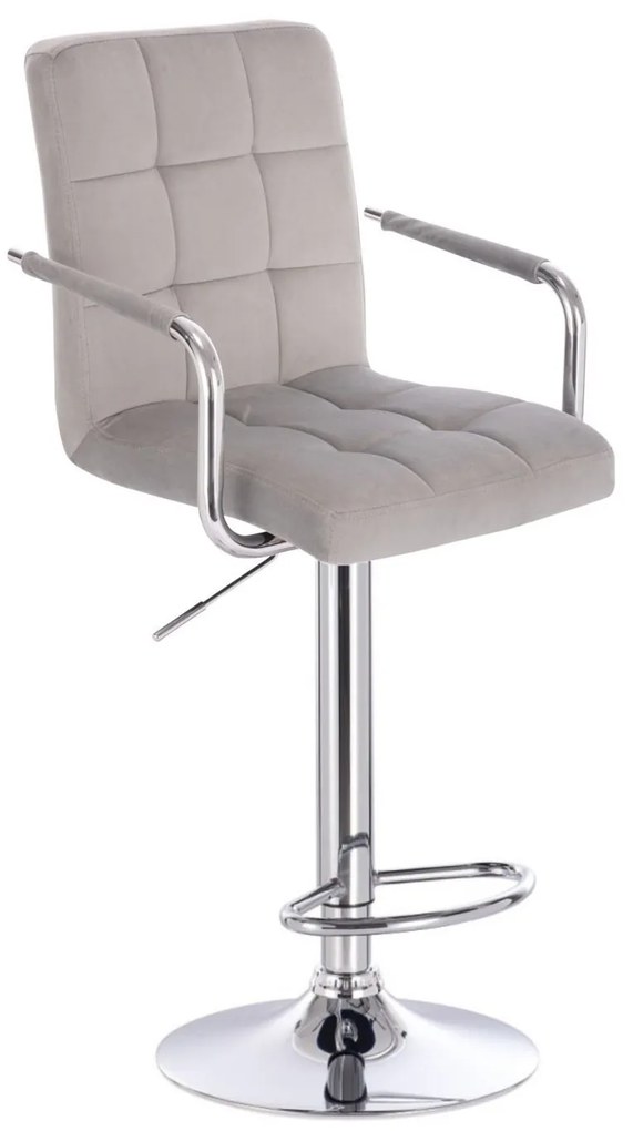 LuxuryForm DESIGN Barová židle VERONA VELUR na stříbrné kulaté podstavě - světle šedá