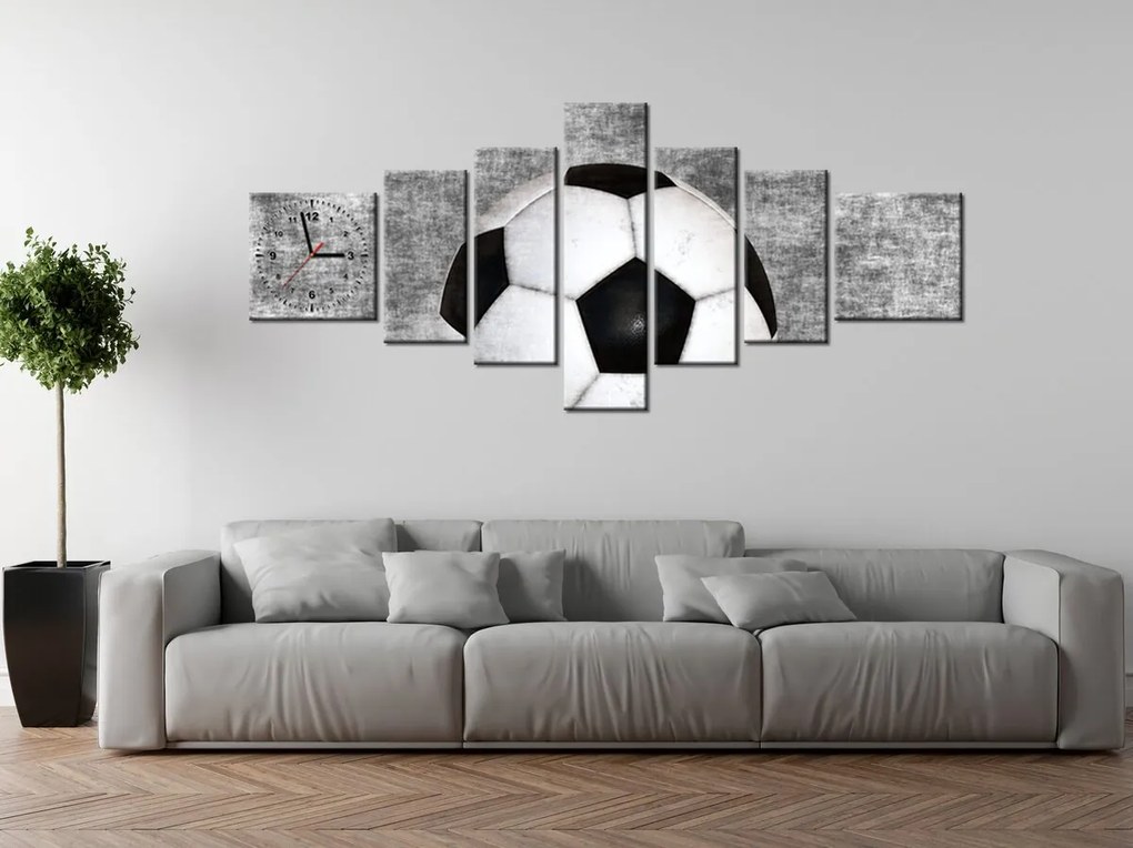 Gario Obraz s hodinami Fotbalový míč - 7 dílný Rozměry: 160 x 70 cm