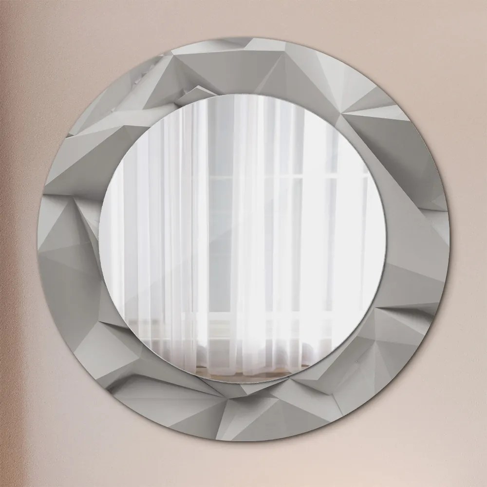 Kulaté dekorativní zrcadlo Abstraktní bílý krystal fi 50 cm