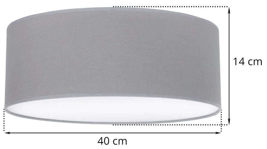Stropní svítidlo Gaja, 1x šedé textilní stínítko, (bílé plexisklo), (fi 40cm)