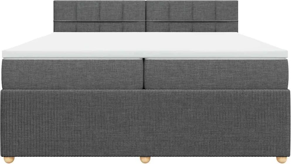 Box spring postel s matrací tmavě šedá 200x200 cm textil 3287564