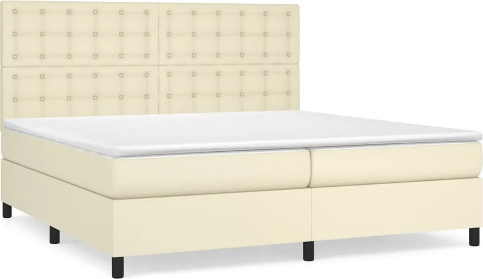 Box spring postel s matrací krémová 200x200 cm umělá kůže 3142865