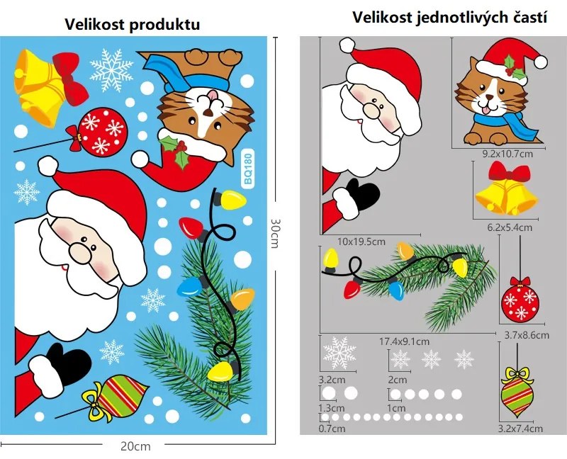 Vánoční samolepky na okna - Santa Claus - různé motivy na výběr Varianta: Varianta 3