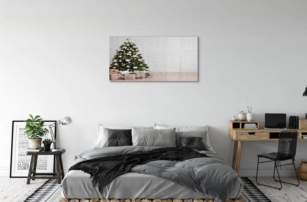 akrylový obraz Ozdoby na vánoční stromeček dárky 100x50 cm