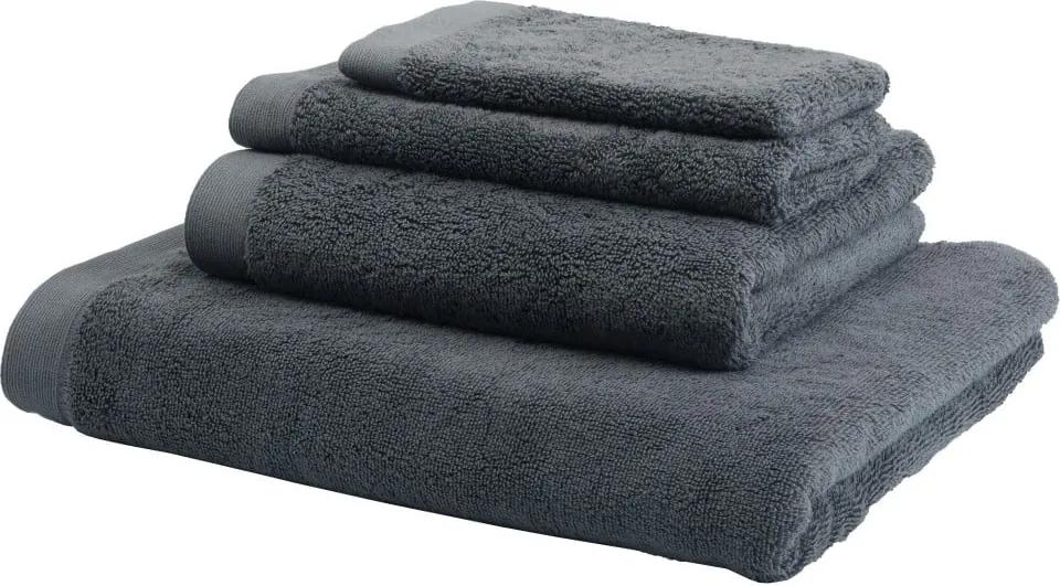 Tmavě šedý ručník s příměsí bavlny Aquanova Riga, 55 x 100 cm