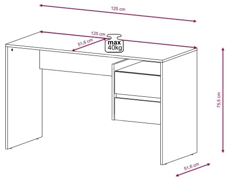 Psací stůl se zásuvkami MARLO dub artisan/bílá