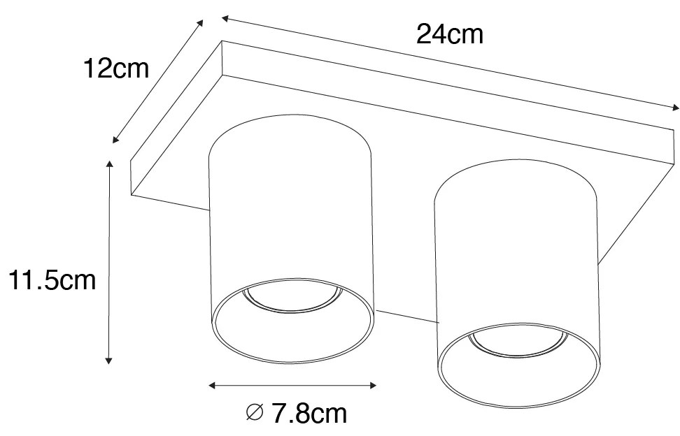 Moderní stropní bodové světlo černé 2-světlo - Tubo
