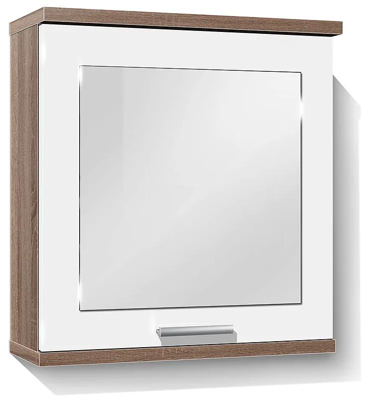 Nabytekmorava Koupelnová skříňka se zrcadlem K28 barva skříňky: dub sonoma tmavá, barva dvířek: bílá lamino