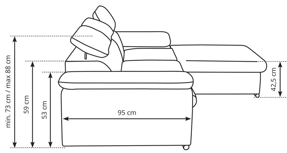Sedací souprava COOL | 281x191 cm | rozkládací + úložný prostor | PRAVÁ | oranžovo černá 08/15