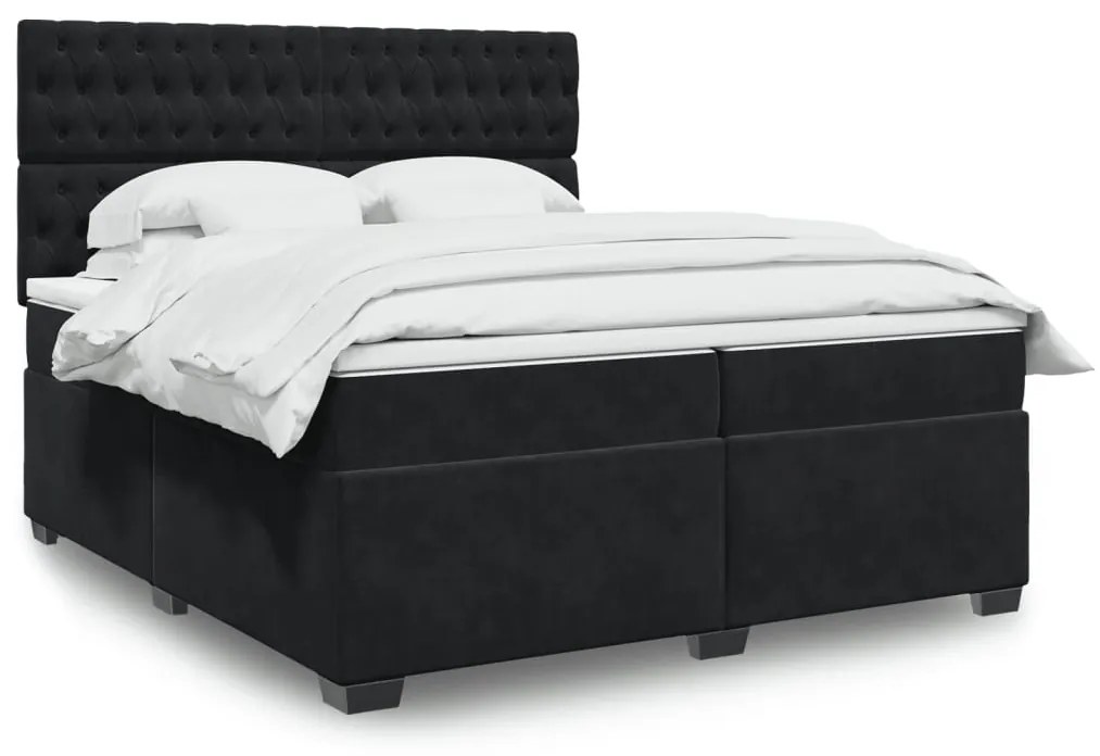 Box spring postel s matrací černá 200x200 cm samet 3293310