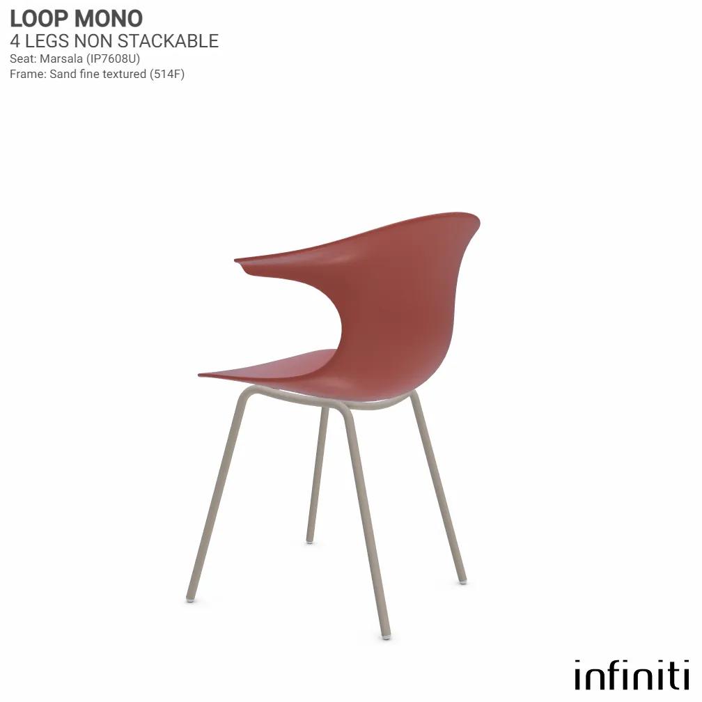 Židle Loop Mono - nestohovatelná Barva kovové konstrukce: Sand 514F, Barva sedáku a opěradla z recyklovaného plastu: Marsala IP7608U