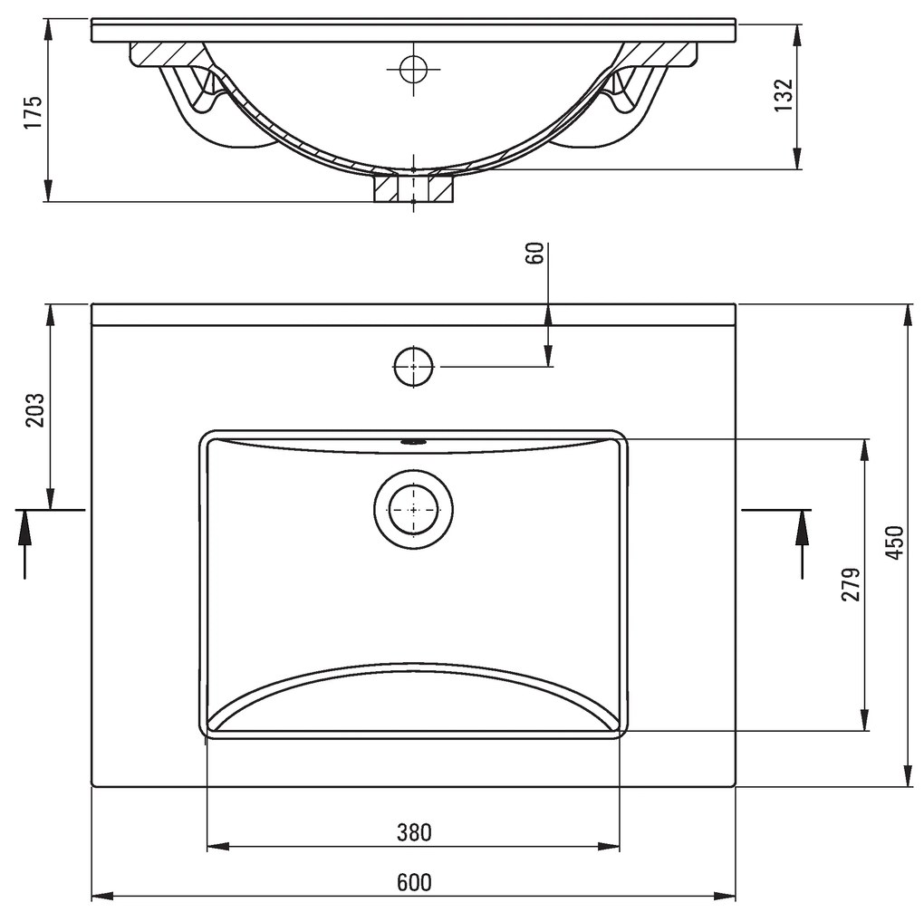 Deante Floks, umyvadlo na zapuštění do desky 60x45 cm, bílá, CDI_6U6M