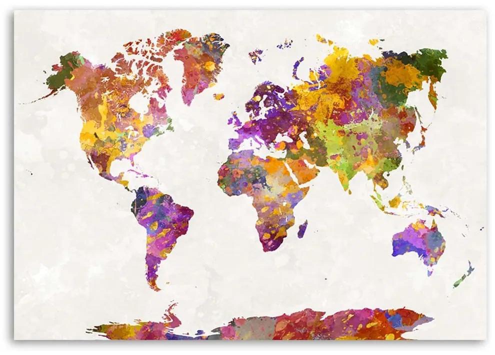 Gario Obraz na plátně Akvarelové skvrny mapa světa Rozměry: 60 x 40 cm
