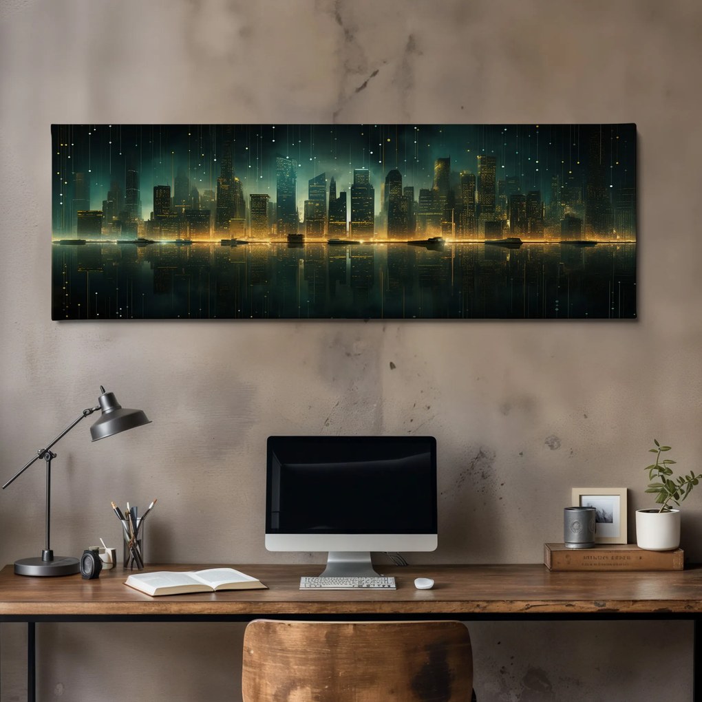 Obraz na plátně - Futuristické město - Abstrakce - Metropole budoucnosti FeelHappy.cz Velikost obrazu: 150 x 50 cm