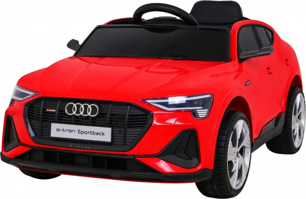 Ramiz Audi E-Tron Sportback pro děti červené + na dálkové ovládání + pohon 4x4 + pomalý start + rádio MP3 + LED