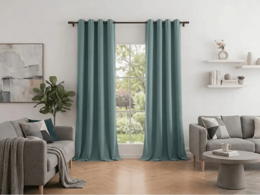 Zatemňovací závěs DREAM VELVET 140x250 cm, modrozelený Zavěšení: Řasící páska