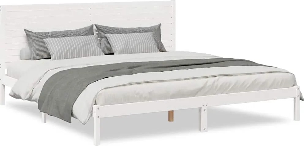 Prodloužený rám postele bez matrace bílý 200 x 220 cm masiv 3309320