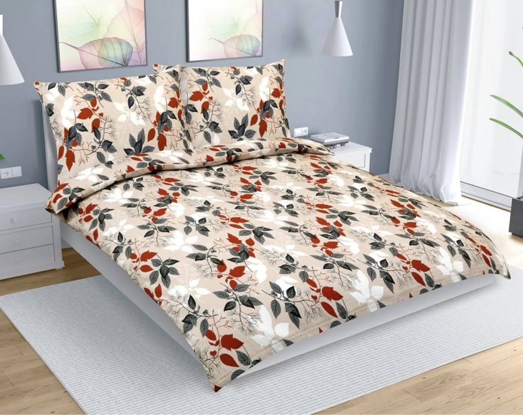 Povlečení krep na dvoudeku Oranžová,Šedá,Béžová 80/807 - 1ks 180x220, 2ks 70x90 cm