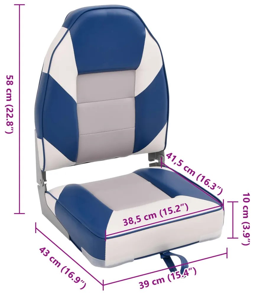 vidaXL Lodní sedadlo s vysokým opěradlem skládací 39 x 43 x 58 cm