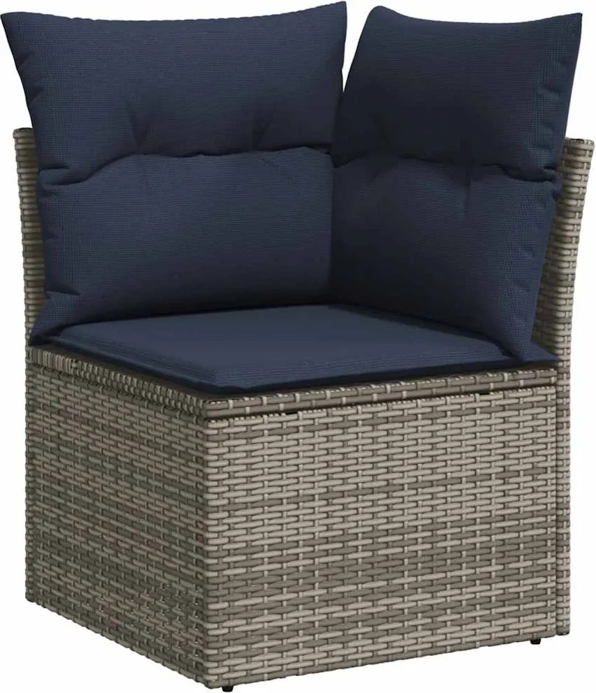 6dílná zahradní sedací souprava s poduškami šedá polyratan 3255879