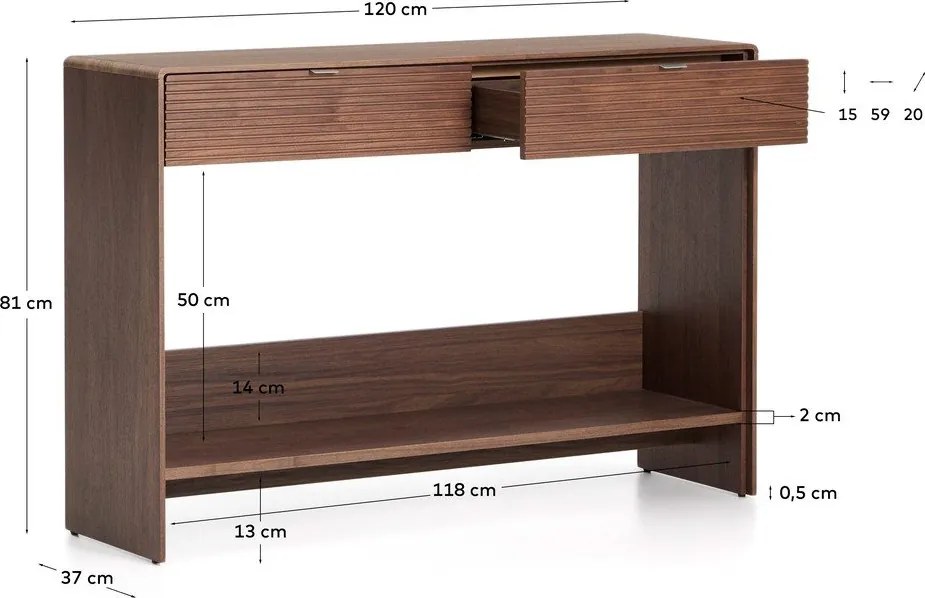 Komoda v dekoru ořechu v tmavě přírodní barvě 120x81x35 cm Norlen – Kave Home