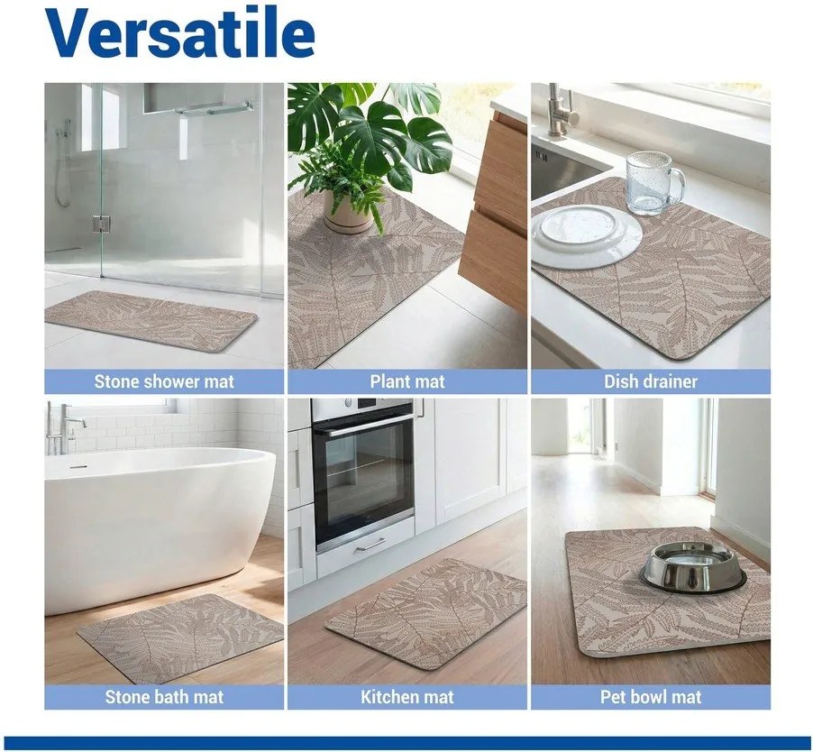 Světle hnědá z křemeliny koupelnová předložka 39x60 cm Dafni – Wenko