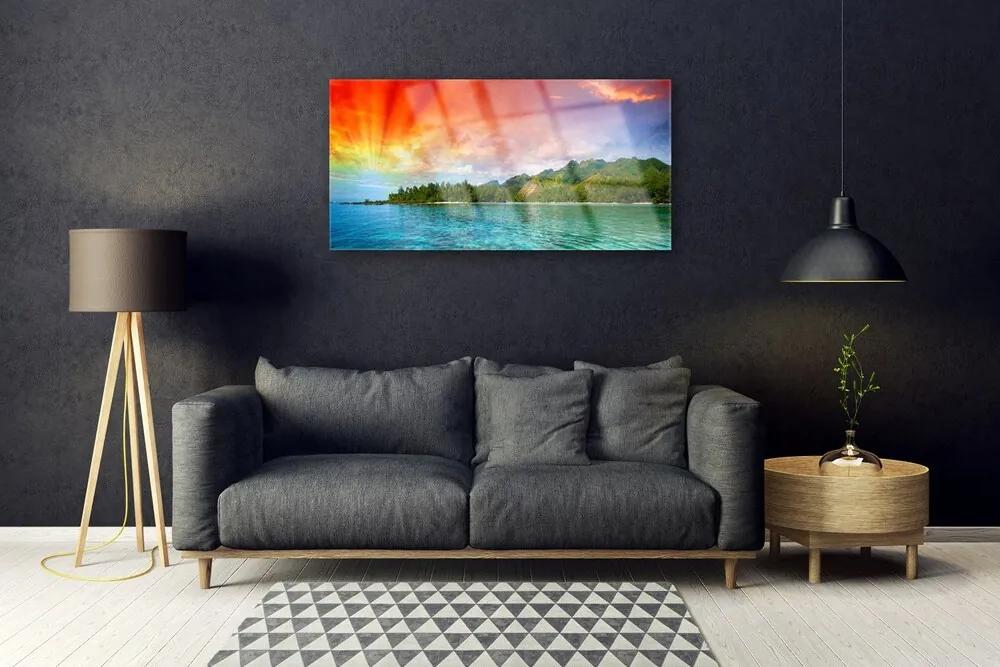 akrylový obraz Moře Les Nebe Krajina 100x50 cm