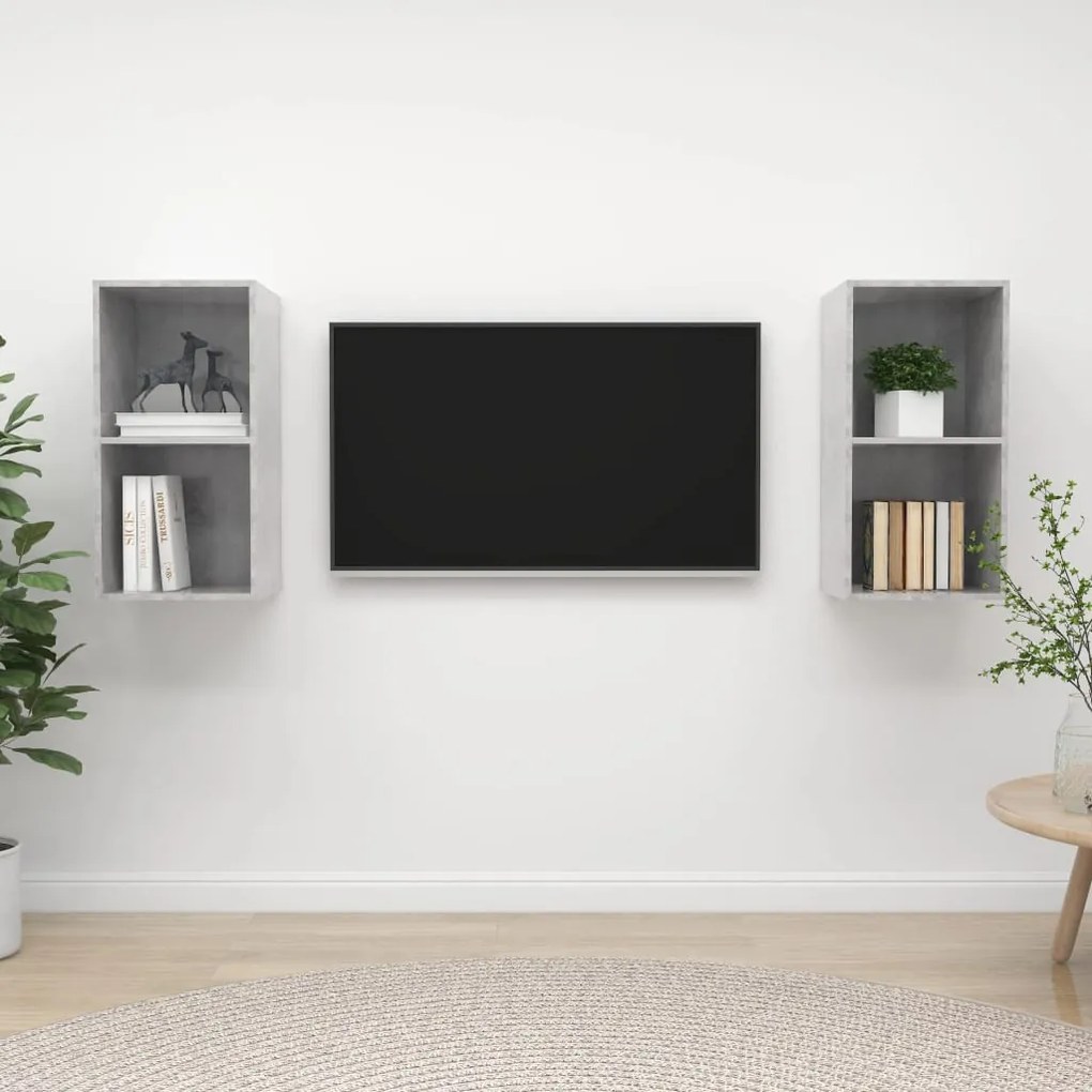 Nástěnné TV skříňky 2 ks betonově šedé kompozitní dřevo 3079848