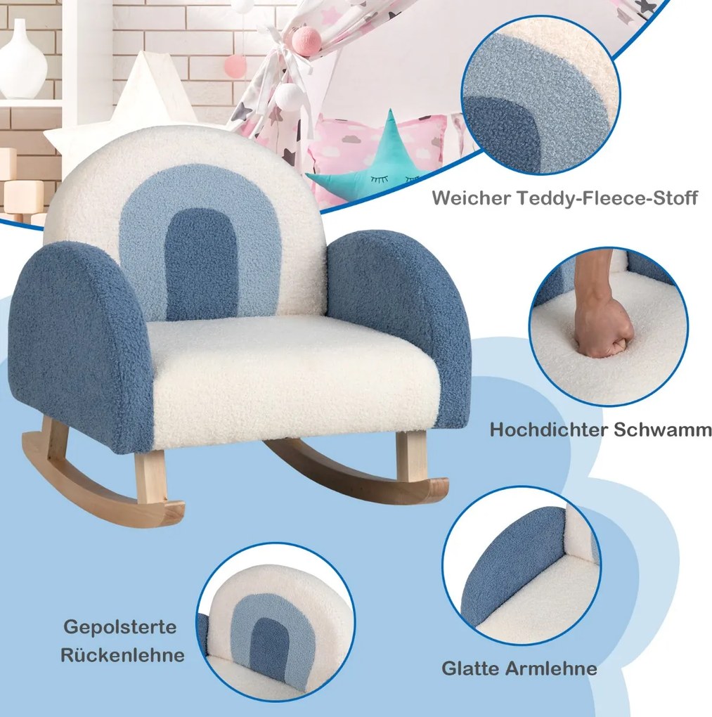 Costway Dětské houpací křeslo plyšové křeslo s houpacími nohami